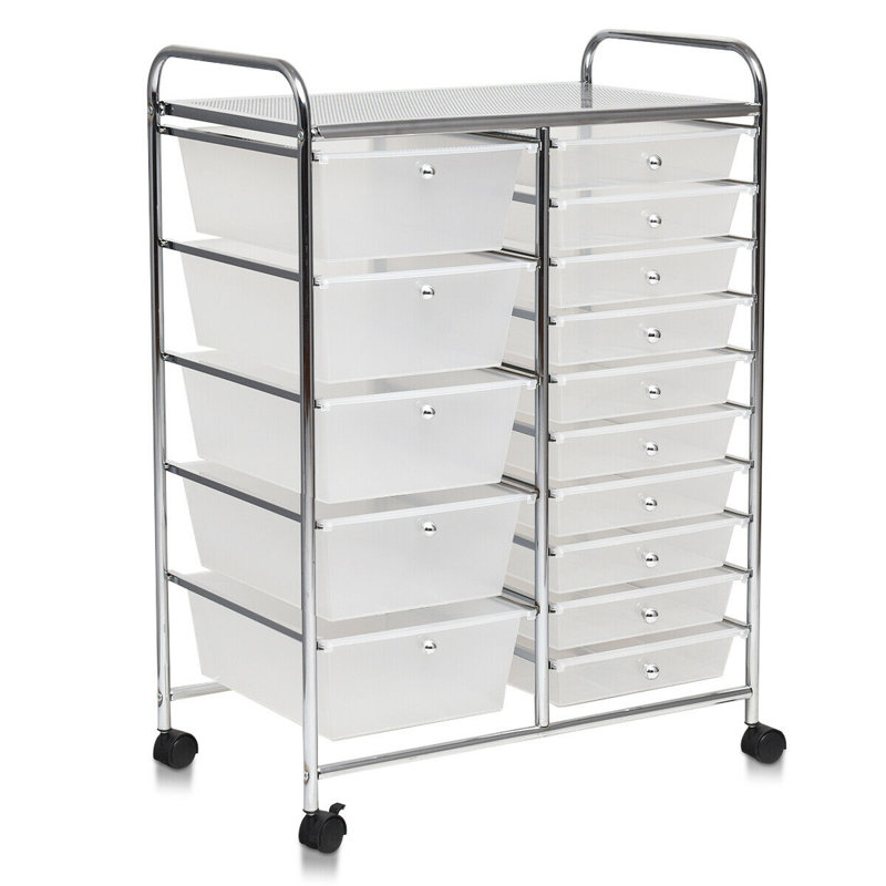 Rebrilliant 15 Drawer Utility Rolling Organizer Cart Multi Use Storage